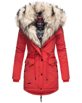 Navahoo Damen Winter Jacke Stepp Parka Mantel Winterjacke warm gef&uuml;ttert Kunstpelz Sweety S-XXL (Rot, S)