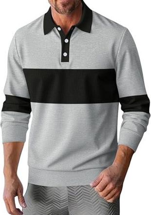 Generic Polo classique boutonn&eacute; pour homme, coupe classique, haut basique vintage, l&eacute;ger et confortable, tunique de travail, gris, 3XL