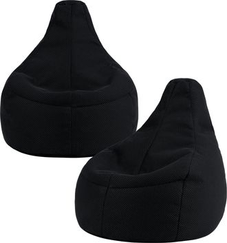 Icon Brand Performance Mesh Gaming Sitzsack, Schwarz, 2er Pack, Webstoff, Sitzsack Erwachsene mit Füllung, Bean Bag, Gaming Stuhl, Lounge Sessel, Lounge Stuhl, S