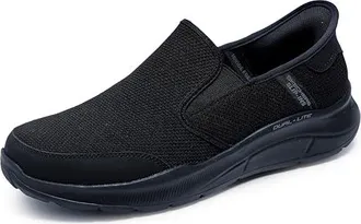 Skechers Equalizer 5.0 Drayze Baskets à Enfiler Mains Libres pour Homme, Maille Noire Duraleather Bordure Noire, 45.5 EU