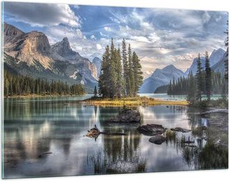 Arttor Wandbilder Dekoration Wohnzimmer See Landschaft Natur Bilder auf Glas 120x80cm Glasbild Schlafzimmer Küche Deko Wand Kunstdruck Art Groß XXL Wanddeko 
