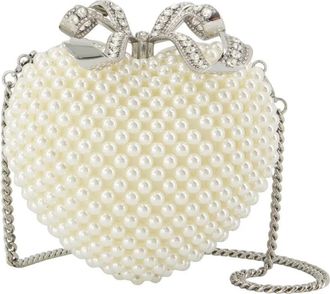 Self Portrait Clutches - Pearl Heart Clutch - Polyester - White - Gr. unisize - in Beige - für Damen