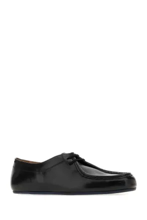Jil Sander Mens Black Leather Hood Lace-Up Shoes 001 Scarpe Stringate
