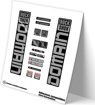 Generico Ref: VP450 Aufkleber, kompatibel mit Rock-Shox DOMAIN 2021, 2022 MTB, Sticker, Aufkleber, Vinyl f&uuml;r Mountainbikes. (Silber)