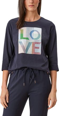s.Oliver Damen 120.10.202.12.130.2110442 T Shirt, Navy Placed Print, M EU