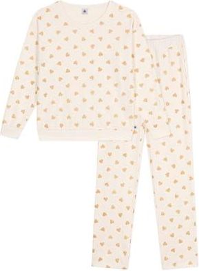 Petit Bateau Pyjama Femme en Coton imprimé coeurs dorés