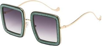 Generic Lunettes De Soleil Tendance &Agrave; Monture Carr&eacute;e En M&eacute;tal, Grand Format, For Hommes Et Femmes, Id&eacute;ales For Les Photos En Ext&eacute;rieur Lors De F&ecirc;tes.(Green)