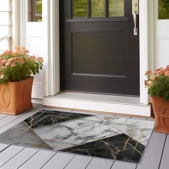 Generic Blanc Tapis Doux et Moelleux, D&eacute;coration de Style Moderne Motif marbre Tapis Design &agrave; Poil Ras Doux pour Salle &agrave; Manger Chambre Adulte et Ado 160 x 23