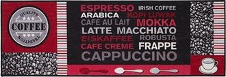 Andiamo Teppich Läufer Cafe Creme - Küchenläufer Flur Läufer mit Kaffe Schriftzügen - Küchenteppich Küchenläufer 50 x 150 cm Grau-rot