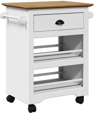 vidaXL Küchenwagen bodo Weiß und Braun 67,5x45x80 cm - Vidaxl