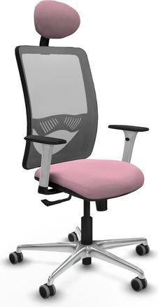 Piqueras y Crespo Palo Zulema Schreibtischstuhl mit wei&szlig;en und schwarzen Armlehnen, h&ouml;henverstellbare Lendenwirbelst&uuml;tze und festes Kopfteil, ausgestattet mit Sincro 3 