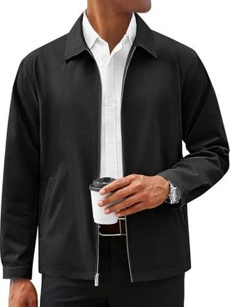Generic Veste de travail l&eacute;g&egrave;re &agrave; fermeture &eacute;clair int&eacute;grale pour homme, manteau de golf &agrave; revers &eacute;l&eacute;gant, trench l&eacute;ger avec poches pour le printemps et lauto