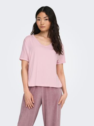 Jacqueline de Yong T-Shirt JDY JDYSISSY S/S V-NECK TOP JRS DIA, Damen, Gr. XL, fragrant lila, Jersey, Obermaterial: 96% Viskose, 4% Elasthan, unifarben, regular fit h&uuml;ft