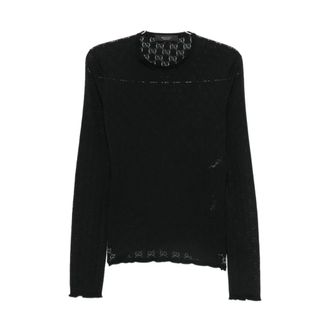 Gucci GG Monogram Rundhals-Pullover - - Knitwear - Damen - Schwarzk - M