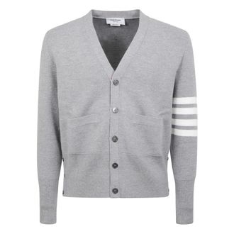 Thom Browne V-Ausschnitt Cardigan mit Streifen - - Knitwear - Herren - Grau - L
