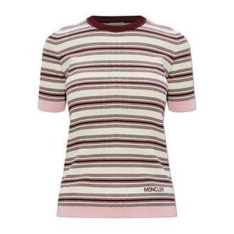 Moncler Gestreiftes Baumwoll-Kurzarm-Polohemd - - Knitwear - Damen - Mehrfarbig - M