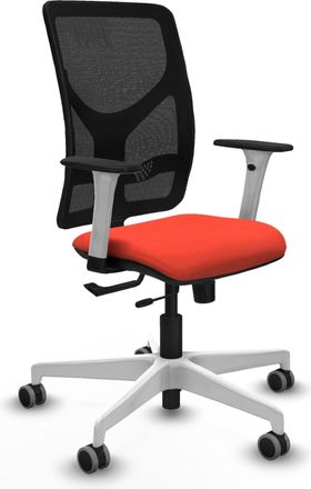 Piqueras y Crespo Schreibtischstuhl Orange mit wei&szlig;en und schwarzen Armlehnen, h&ouml;henverstellbare Lendenwirbelst&uuml;tze, ausgestattet mit Syncro/Traslack und Schneideschaum