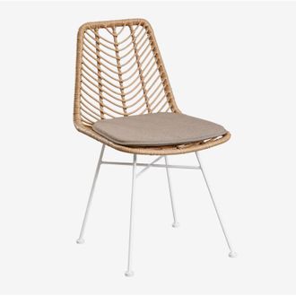 Sklum Chaise de jardin en rotin synth&eacute;tique Gouda Natural SKLUM NATUREL Blanc
