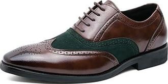 Generic Chaussures habillées for Hommes, à Lacets, Bout carré Bruni, Richelieu, Bout Golf, Similicuir, Bicolore, Semelle Basse en Caoutchouc, Talon carré, ant