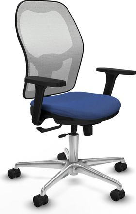 Piqueras y Crespo Schreibtischstuhl mit 3D-Armen, h&ouml;henverstellbare Lendenwirbelst&uuml;tze, ausgestattet mit Synchron/Translack und Schaumstoff, Wei&szlig;/Marineblau