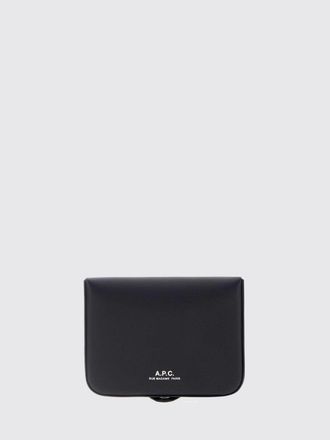 A.P.C. A. P.C. Porte-cartes &agrave; deux volets Josh en cuir lisse avec logo lamin&eacute;