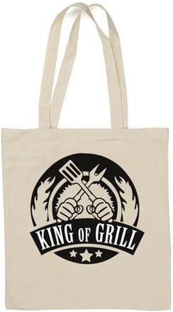 Generic Barbeque King Of The Grill Sac fourre-tout humoristique en coton naturel Blanc
