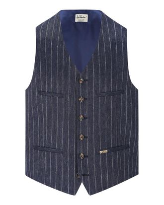 Luis Trenker Kombiweste aus Baumwolle und Leinen mit Nadelstreifen in