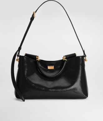 Dolce & Gabbana Vittoria Calfskin Handbag - Frau Handtaschen Schwarz Onesize