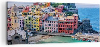 Arttor Wandbilder Dekoration Wohnzimmer Farben Geb&auml;ude Italien Panorama Bilder auf Leinwand 120x50cm Leinwandbild Schlafzimmer K&uuml;che Wand Kunstdruck Art Gro&szlig;