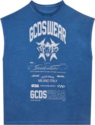 GCDS Gcds, Femme, Tops, Bleu, Taille: 40 FR T-shirt sans manches History