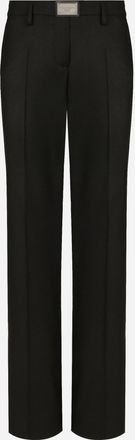 Dolce & Gabbana Ausgestellte Hose Aus Flanell Mit Logoplakette - Frau Hosen Und Shorts Schwarz Wolle 38