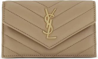 Saint Laurent Gestepptes Portemonnaie mit Logo - Nude