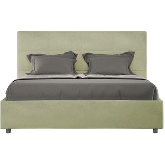 Les Tendances Lit capitonné microfibre Mira-Couleur Vert amande-140x190