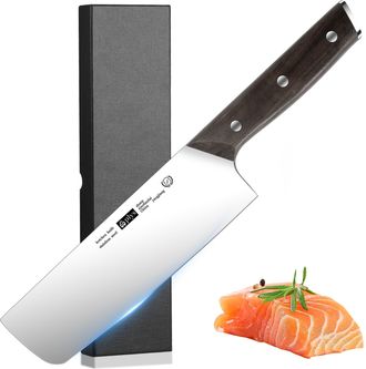 Plys Nakiri Küchenmesser Japanisches Messer Holzgriff 18.3cm Klinge Scharf Kochmesser Küchen Gemüsemesser