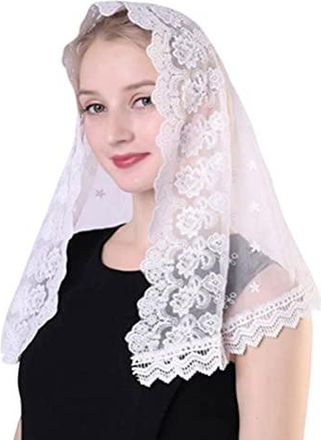 Frcolor Écharpe Voile Dentelle Blanche Pour Femmes Accessoire De Mode Élégant Vintage Avec Motifs Aléatoires Pour Célébrations Religieuses Et Événements Spéci
