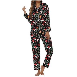Generic Surv&ecirc;tement pour femme - Pyjama long 2026 en coton &agrave; manches longues - Ensemble de yoga tricot&eacute; avec v&ecirc;tements de nuit confortables avec 2 pi&egrave;ces - Co