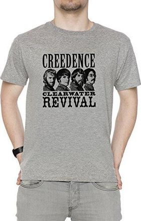 Erido Creedence Clearwater Revival Homme T-Shirt Cou Déquipage Gris Manches Courtes Taille L Mens Grey Large Size L