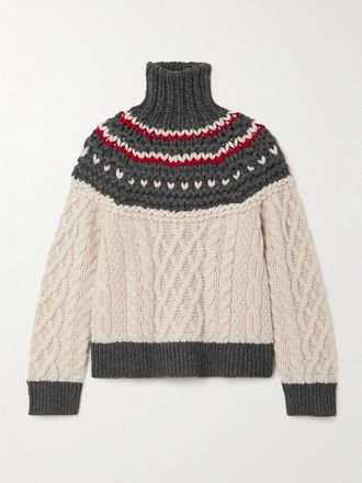 Brunello Cucinelli Stehkragenpullover Aus Kaschmir In Zopfstrick - Neutral