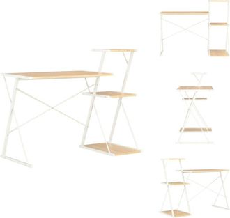 vidaXL Vidaxl - Bureau avec étagère Blanc et chêne 116x50x93 cm - Bureau Design - Bureau Avec Étagère - Bureau Informatique - Bureau Compact - Meubles De