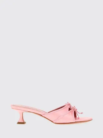 Amina Muaddi Mules Eleonora en satin imprim&eacute; animalier