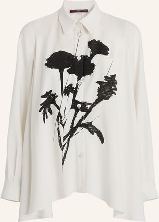 High High Hemdbluse Thank You Aus Satin weiss