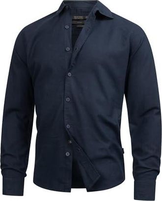 Indicode Hommes INSville Shirt | Chemise dété en mélange Coton-Lin Navy M
