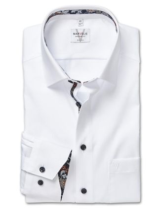 Marvelis Herren Businesshemd Langarm 720184,Einfarbig,Modern Fit,New Kent,Weiss 00,41