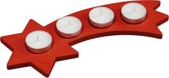 Rudolphs Schatzkiste Tischleuchter rot,inkl. 4 Teelichte Stern mit Schweif BxHxT 27x1x12cm NEU Teelichtleuchter Teelichtständer Kerzenhalter