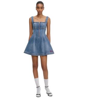 Self Portrait Femme, Robes, Bleu, Taille: 38 FR Mini-robe en jean