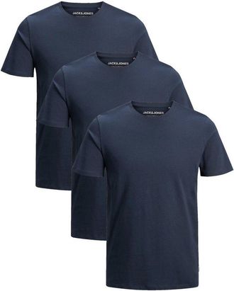 Jack & Jones T-Shirt (Spar-Set, 3er-Pack) O-Neck & V-Neck, in Unifarben, aus Bio-Baumwolle