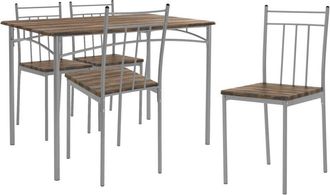 ML Design Table de Salle à Manger avec 4 Chaises, Bois Flotté, Set de 5 Pièces pour 4 Personnes, mdf Laminé, Pieds en Métal, Matériel de Montage Inclus
