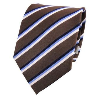 TigerTie ohne Markenname Designer cravate brun fonc&eacute; bleu blanc ray&eacute;