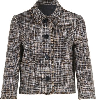 Betty Barclay Damen Casual-Blazer mit Fransen Schwarz/Braun,42