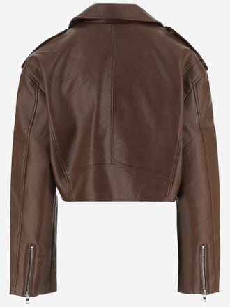 Frankie Shop Womens Short Jacket With Metallic Buttons Brown Polyester